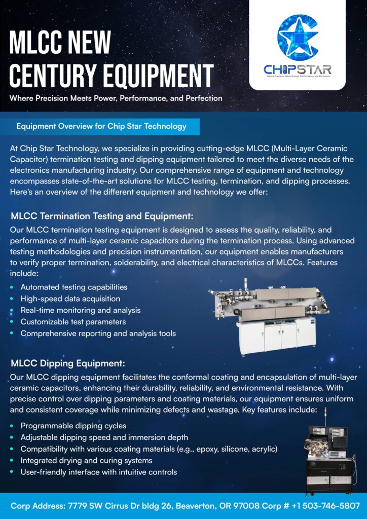 Cap Equipment – ChipStar Technology